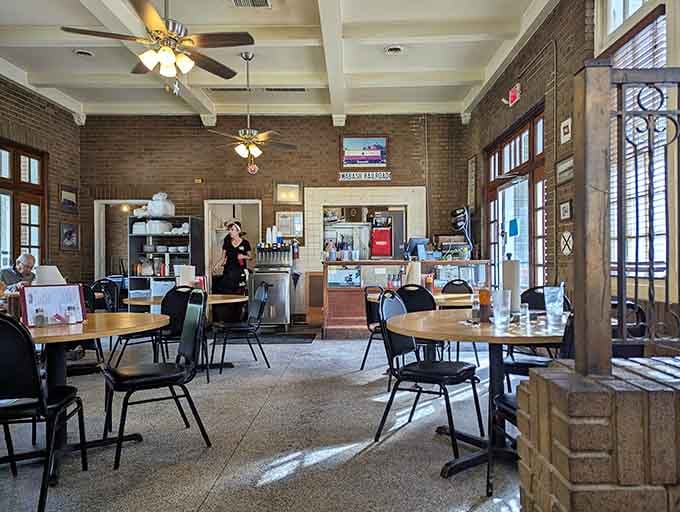 High ceilings and original depot details create the perfect atmosphere for serious barbecue contemplation and consumption.