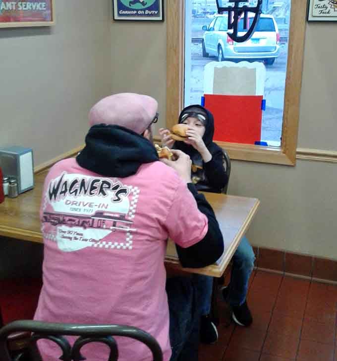 Inside Wagner's, the walls have seen decades of happy customers, and that pink jacket has definitely earned its stripes.