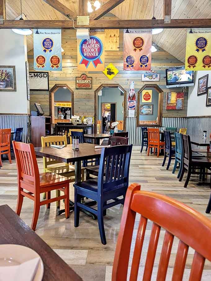 Those colorful chairs and Reader's Choice banners tell you everything: this place has earned its legendary status.