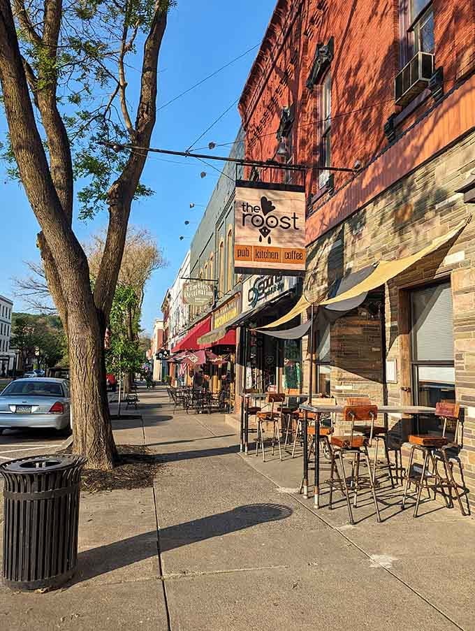 Sunny afternoons are perfect for grabbing a seat at this cozy outdoor patio and enjoying a coffee while people-watching.