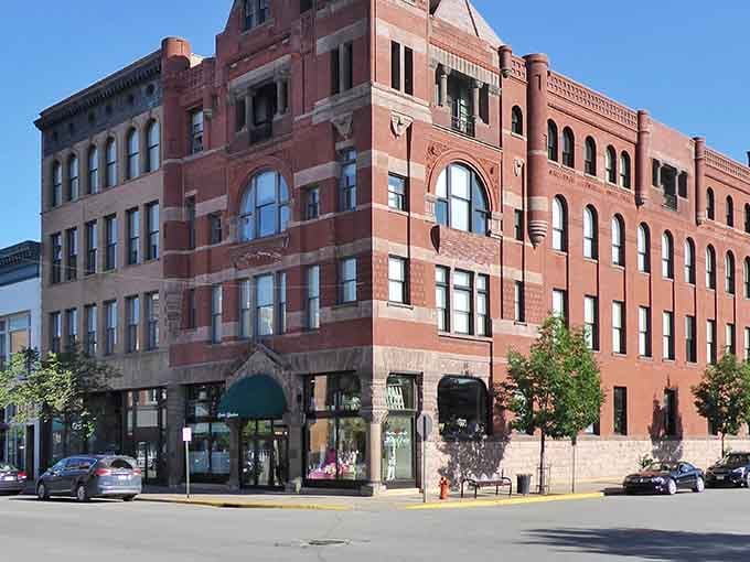 These historic buildings have seen lumber barons, river traffic, and now house shops that won't break your budget.