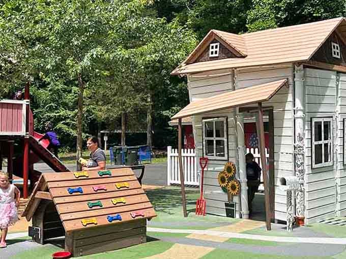 That farmhouse playhouse is where imaginations run wild and kids become the stars of their own stories.