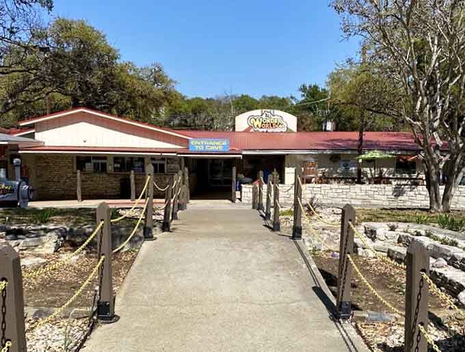 The main building looks unassuming, but beneath your feet lies one of nature's most dramatic geological tantrums.