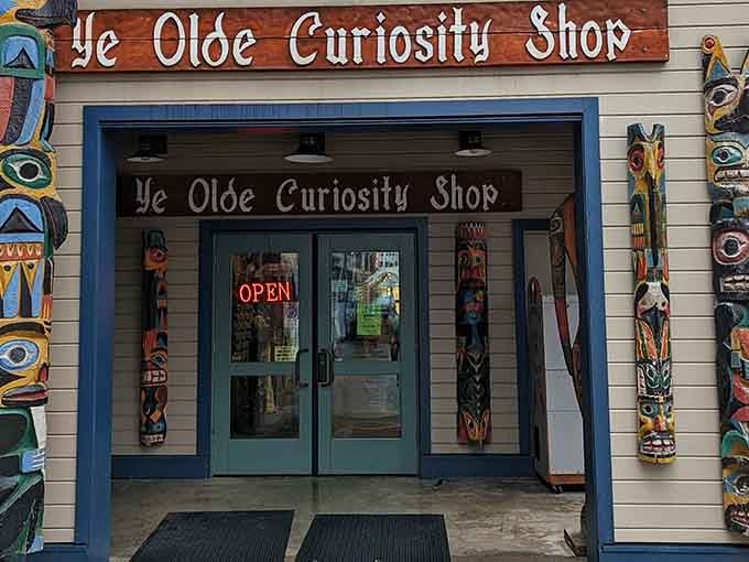 Those totem poles flanking the entrance aren't just decoration; they're your first hint that normal rules don't apply here.