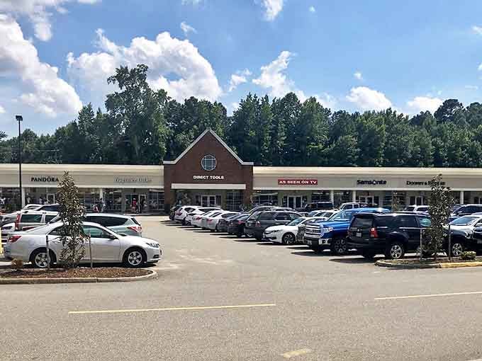 A shopper's paradise nestled among Virginia greenery. The parking lot tells the story&mdash;locals know where the deals are hiding.