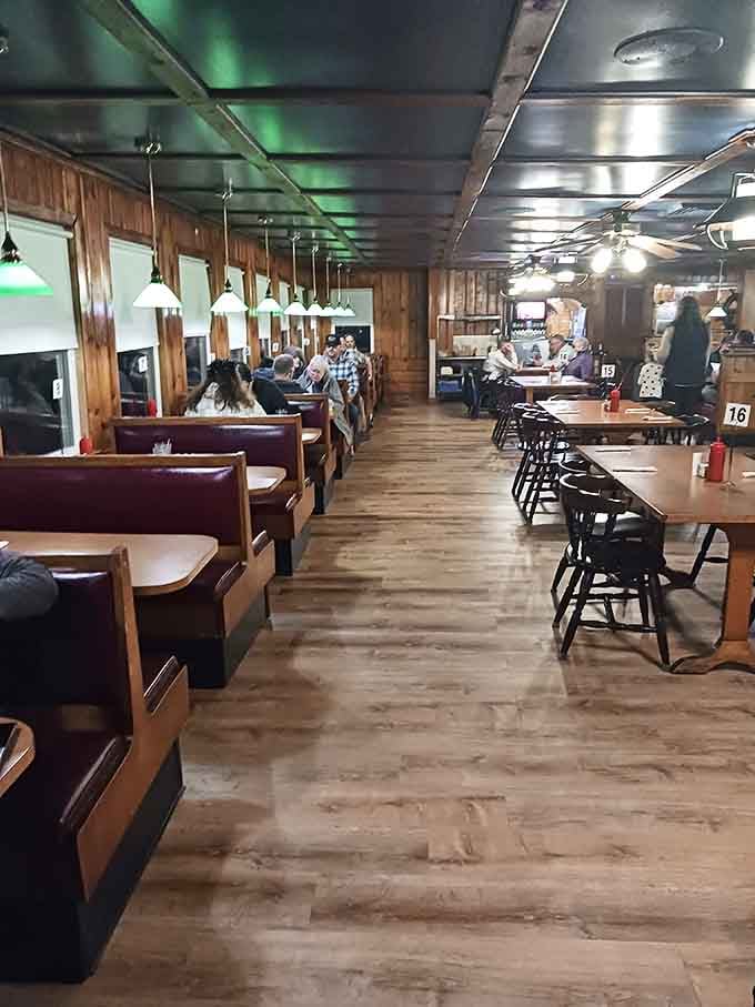 Classic New England comfort wrapped in wood paneling and red vinyl booths. This isn't trendy dining&mdash;it's the real deal where conversations flow as smoothly as the melted butter.