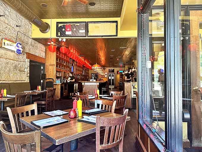 Inside, time slows down as warm wood tones and vintage decor create that perfect "I've just discovered my new favorite place" feeling.