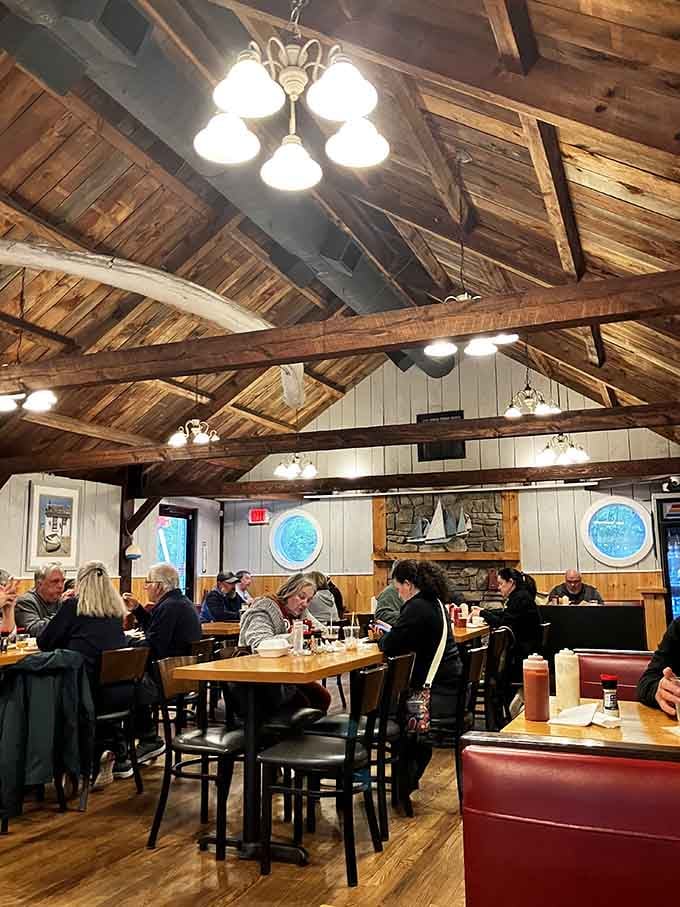 Those wooden beams aren't just supporting the ceiling; they're holding up decades of delicious seafood memories.