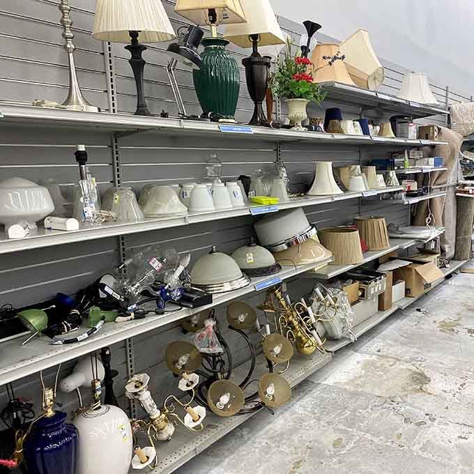 Lamp heaven! Where your next conversation piece lurks between vintage treasures and modern castoffs, all waiting for their second act in your living room.