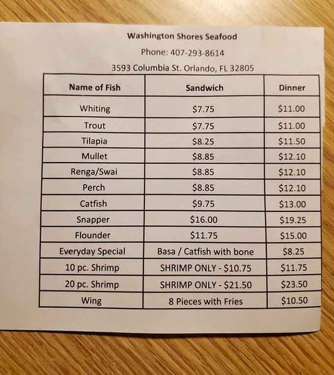 This simple menu board is the roadmap to seafood nirvana. From whiting to snapper, it's a choose-your-own-adventure of fried deliciousness.