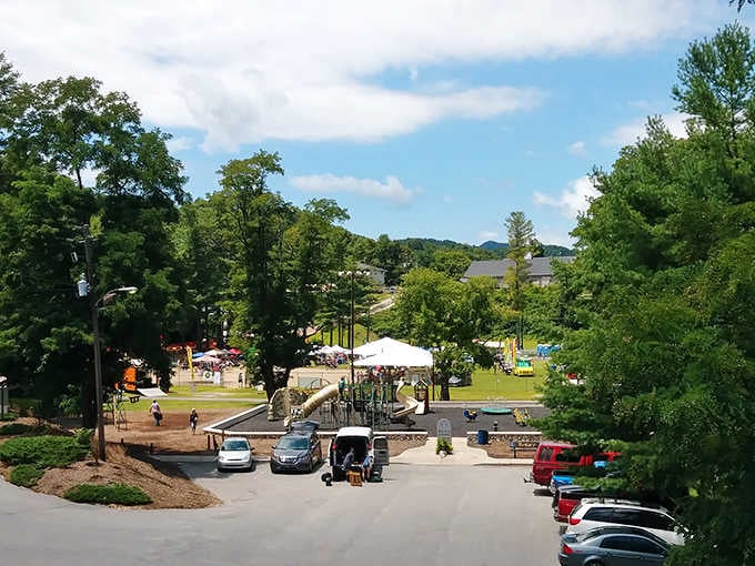 The town park buzzes with community life, proving that in Spruce Pine, public spaces still function as they were intended&mdash;bringing people together.