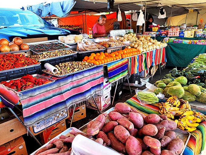 Nature's color palette on full display! These farm-fresh fruits and vegetables make supermarket produce look like it's having an identity crisis.