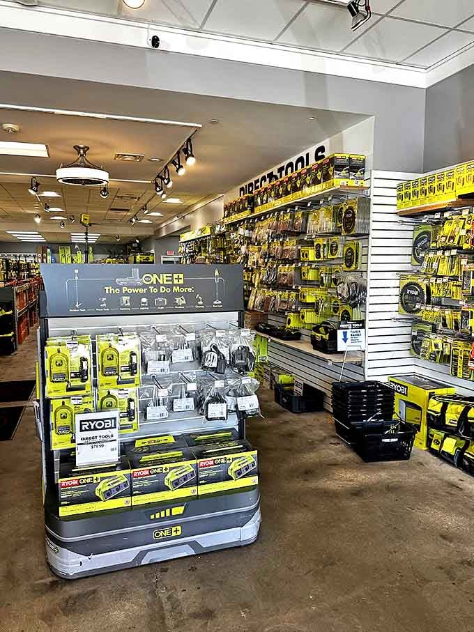 Tool paradise or garage-expanding enabler? The Ryobi display at Direct Tools Factory Outlet glows with the promise of weekend projects you'll definitely finish this time.