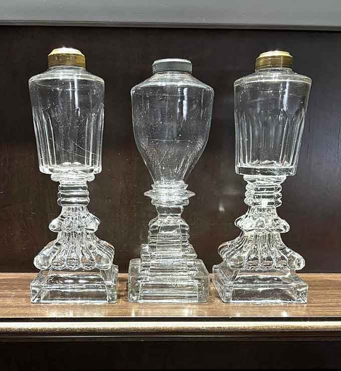 These elegant glass apothecary jars with their ornate pedestals prove that even storage containers had more style back in the day.