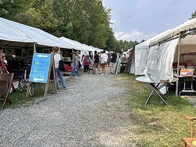 White tents line gravel paths like a treasure hunter's dream, where every turn reveals another century's castoffs.