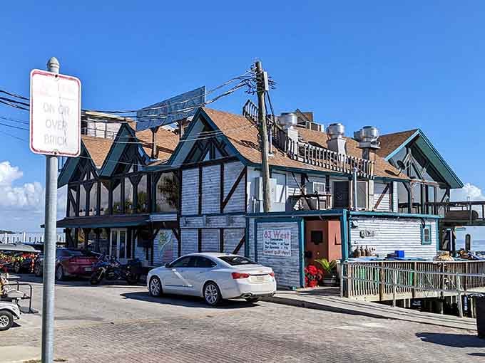 Tudor-style architecture meets Gulf Coast charm in this waterfront gem where the seafood's fresher than your morning newspaper.