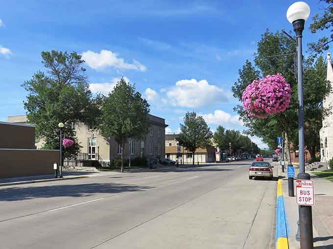Those pink hanging baskets brighten Crookston's streets like nature's own welcome committee for budget-conscious newcomers.