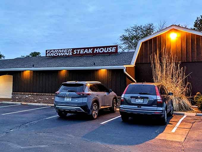 Farmer Brown's modest exterior hides a treasure trove of beefy delights inside. Never judge a steakhouse by its shingles!