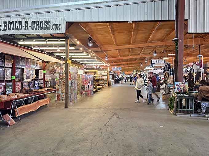 Those wooden ceiling beams and wide aisles make browsing feel like shopping in a friendly Texas barn.