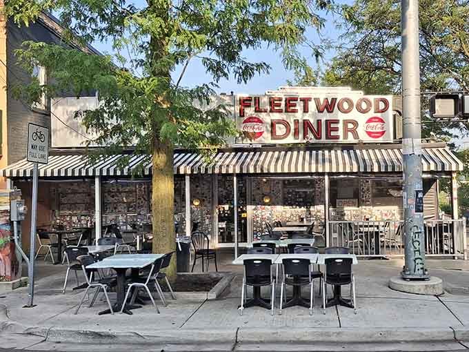 Fleetwood's classic chrome exterior shines like a time capsule from the golden age of American diners.