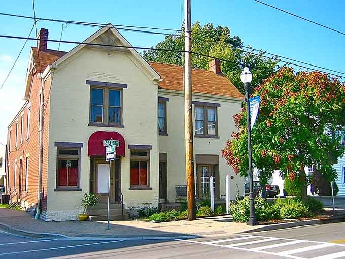 This charming corner building proves affordable living doesn't mean sacrificing character or those lovely autumn colors.