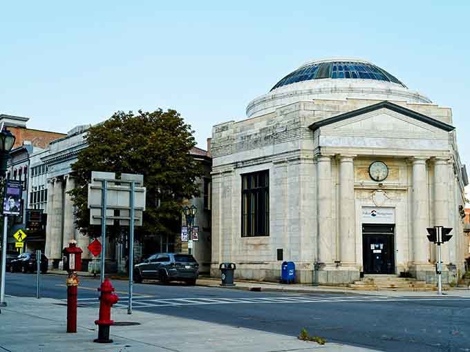 That stunning domed building stands like a crown jewel, proving small towns can have big architectural personalities.