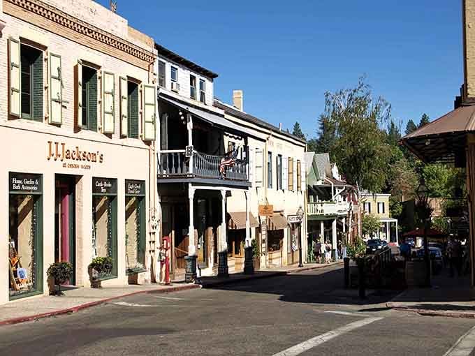 Gold rush architecture lines these streets like a living museum where every balcony whispers tales of fortune seekers.