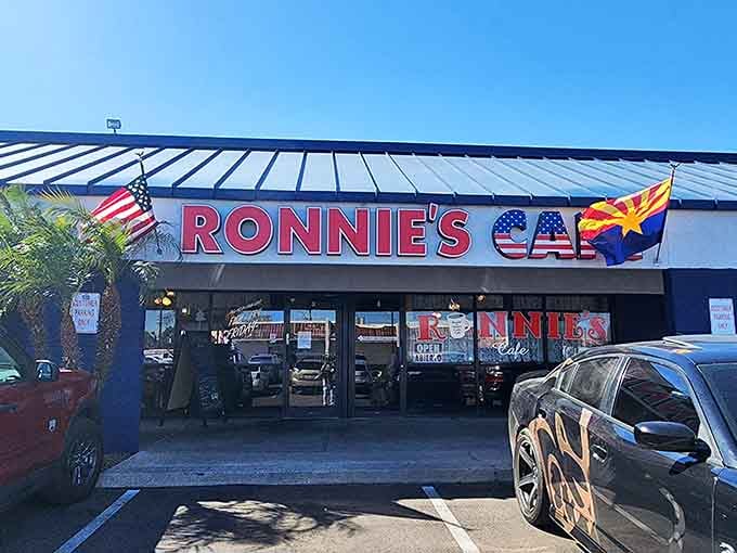 Ronnie's Cafe proudly flies its patriotic colors &ndash; where American breakfast dreams come true with a side of Arizona sunshine.