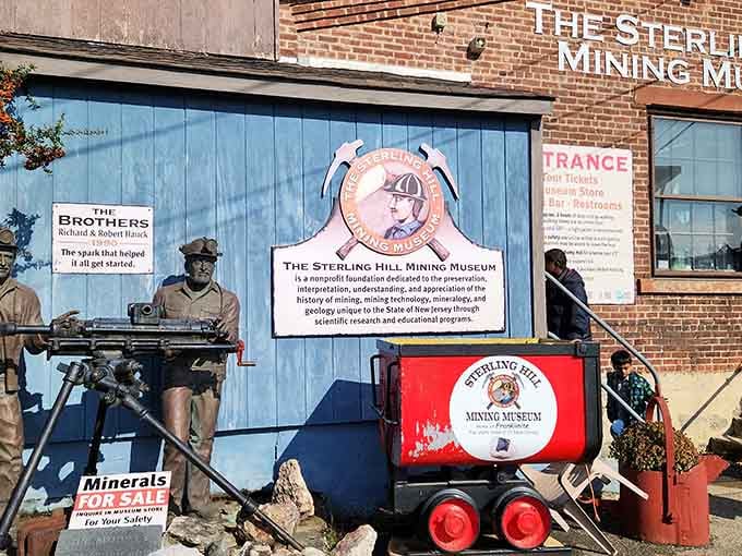 The Sterling Hill Mining Museum's entrance promises underground adventures where rocks glow like nature's own disco party.