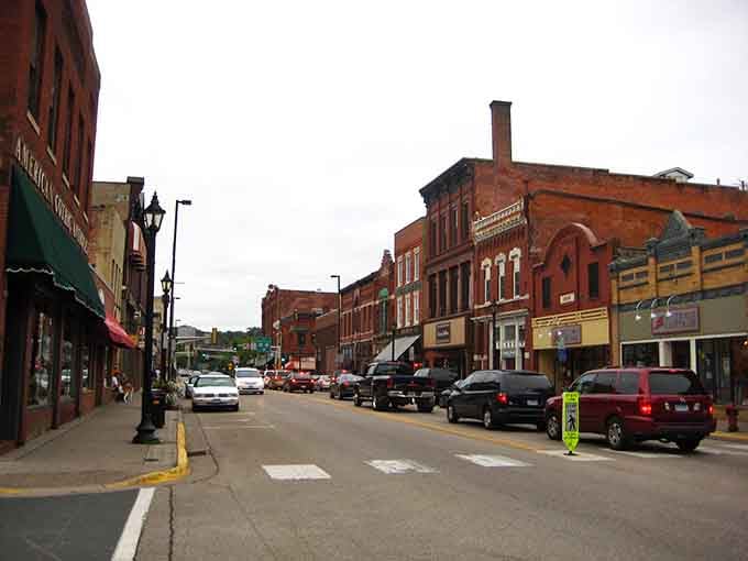 Classic storefronts line up like old friends waiting to share stories over coffee and pie.