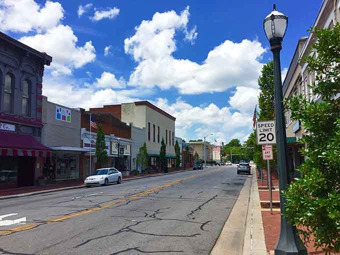 Tree-lined streets create natural air conditioning while historic buildings house modern conveniences at yesterday's prices.