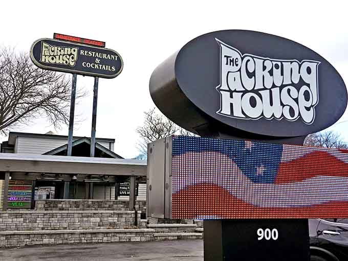 The Packing House's iconic sign stands tall against the Wisconsin sky &ndash; a beacon for hungry souls.