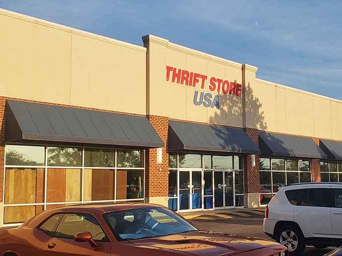 That golden exterior practically glows in the afternoon sun, beckoning savvy shoppers to discover what's inside.