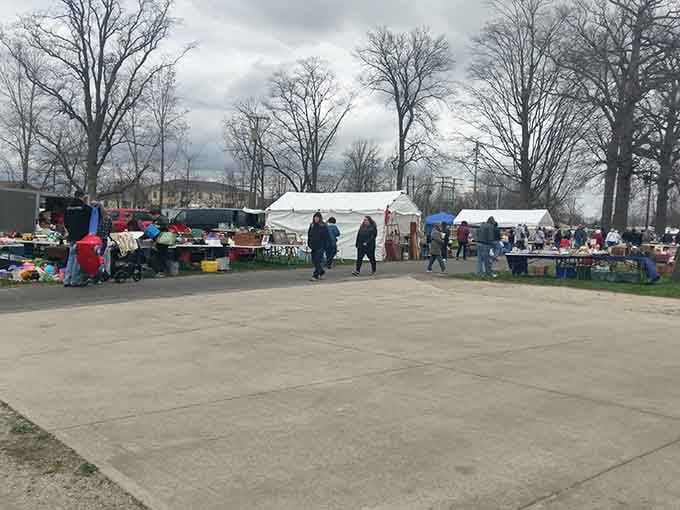 Even cloudy skies can't dampen the excitement when outdoor vendors spread their wares across the pavement.