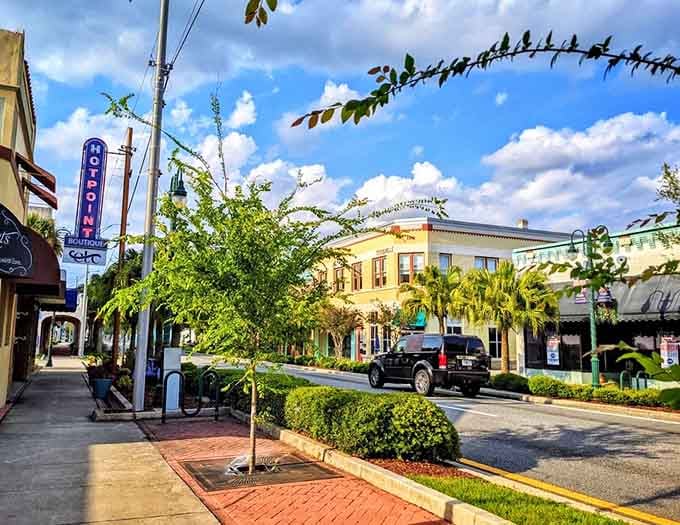 Tree-lined streets and manicured landscaping make Titusville's downtown feel like a movie set from a simpler era.