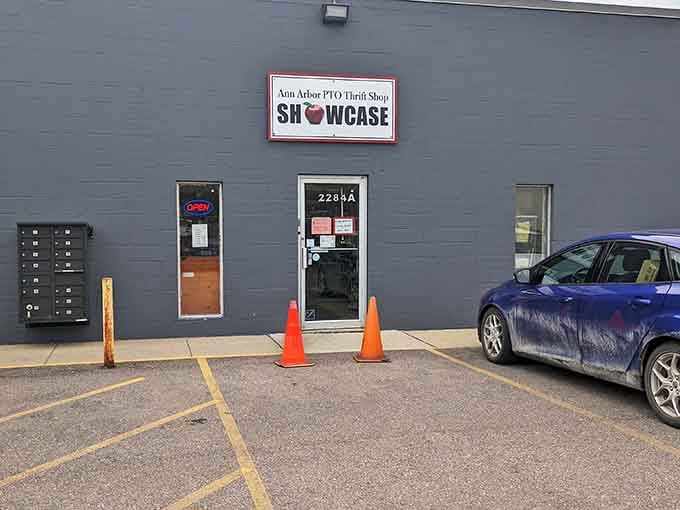 The simple gray exterior hides a world of secondhand surprises just waiting to be discovered inside.