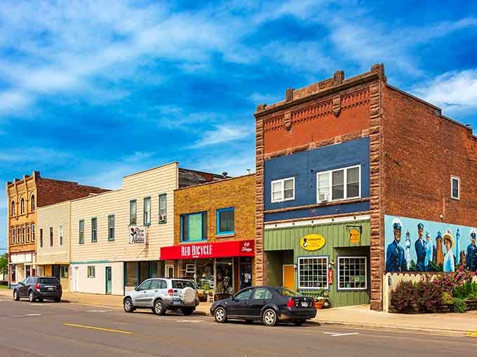 That brilliant blue sky makes even historic brick buildings look like they're posing for their close-up.