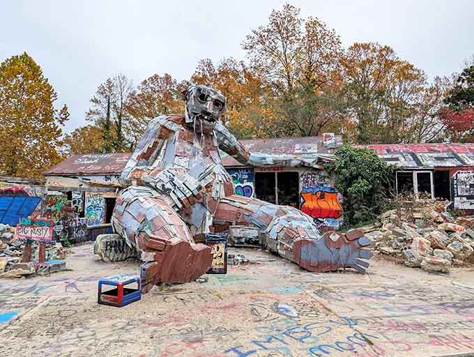 The weathered textures and artistic details show how creativity can breathe new life into forgotten scraps and salvaged treasures.