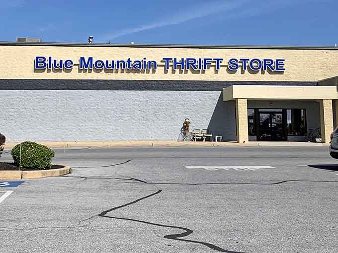 Sunshine bathes the entrance as shoppers discover that mountain-sized savings await just beyond those doors.