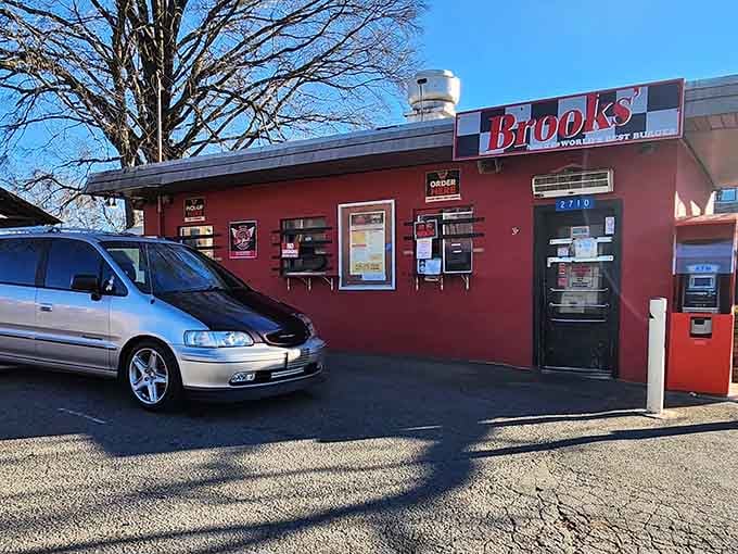 Morning light catches this neighborhood gem where the parking lot fills up faster than a church on Sunday.