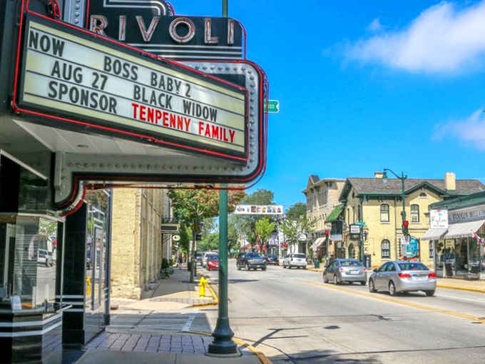 The historic Rivoli Theater marquee still lights up downtown, reminding us when entertainment meant dressing up for the show.