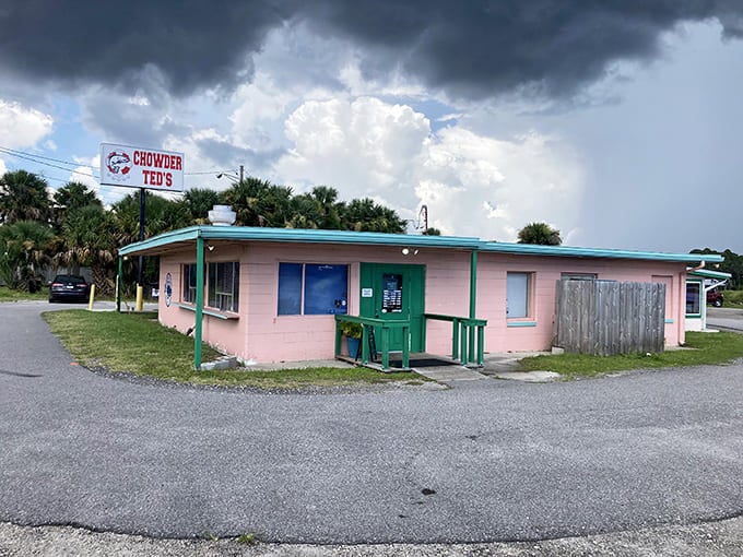 Storm clouds gather over Chowder Ted's, but nothing could dampen the spirits of seafood lovers at this Jacksonville gem.