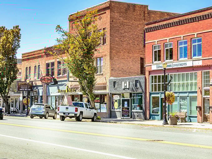 Classic brick buildings line these streets like they've been waiting patiently since the frontier days for you.