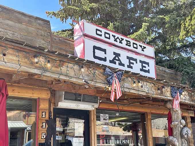 That iconic Cowboy Cafe sign promises exactly what you need after a day exploring the Winds &ndash; seafood, chicken, and steaks in true Western style.