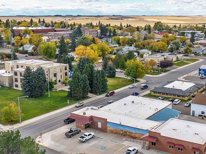 Autumn paints Cut Bank in golden hues, where small-town Montana stretches toward big sky horizons.