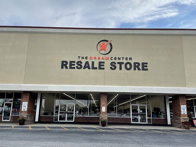 Bright blue skies frame this spacious resale destination where shopping for deals feels like a proper retail experience.
