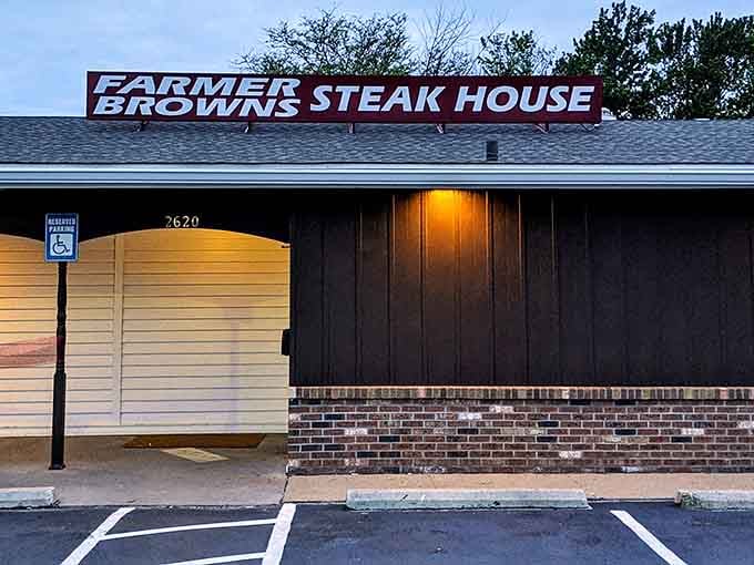This unassuming building houses some of Nebraska's finest steaks. It's like finding a Rolls Royce engine in a farm truck!