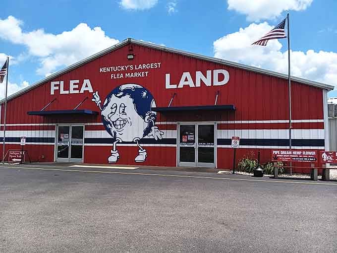 Kentucky's largest flea market doesn't mess around. That smiling flea mascot knows you'll find something to grin about inside.