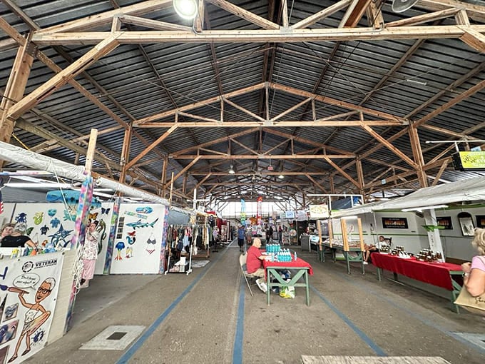 Under those soaring wooden beams, you'll find vendors who've perfected the art of the friendly deal.