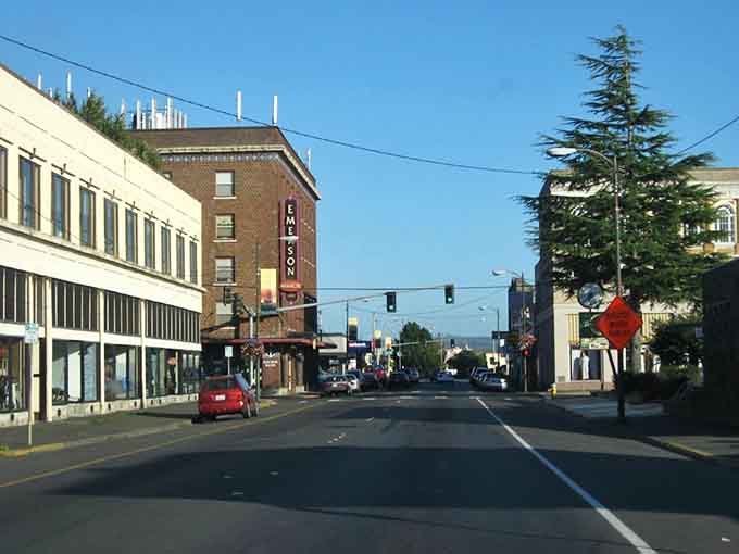 Clear blue skies frame this classic main street where parking is easy and the pace is refreshingly unhurried.